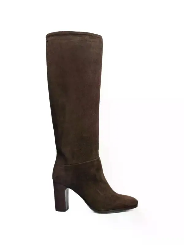 JULIE DEE Suede Block-heel Boots - Brown