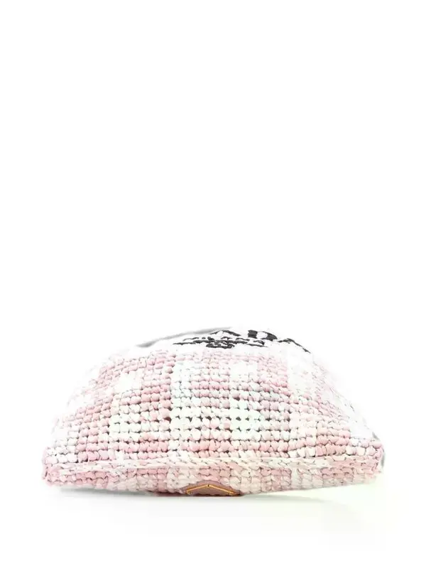 Prada Logo Messenger Bag Printed Raffia Small Crossbody Bag - Pink