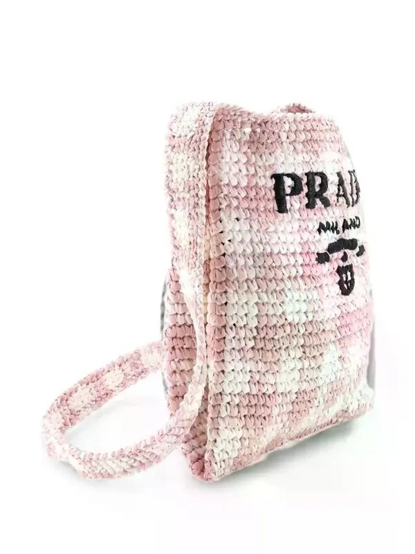 Prada Logo Messenger Bag Printed Raffia Small Crossbody Bag