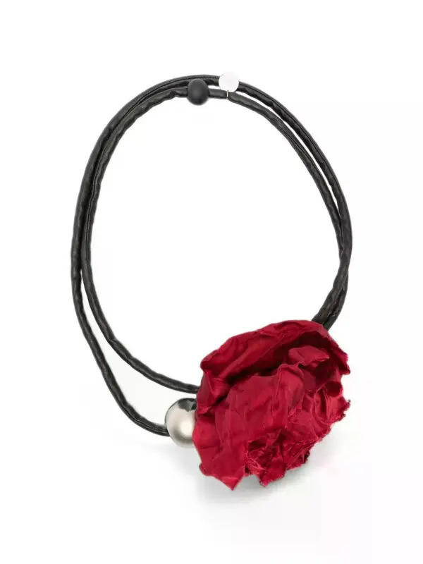 MARIA CALDERARA Floral-detail Leather Necklace