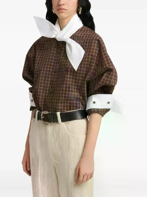 Marni Checked-poplin Shirt With Neck-tie