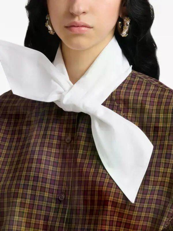 Marni Checked-poplin Shirt With Neck-tie