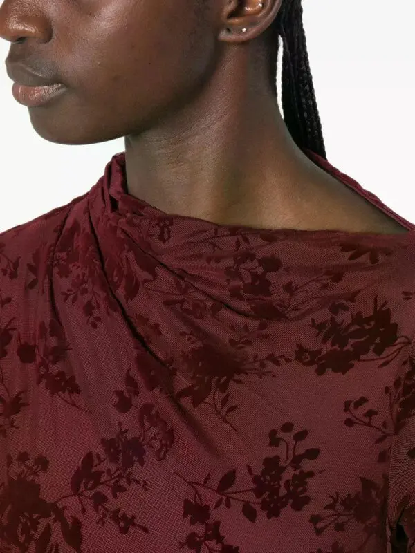 Imperial Floral Devoré Draped Maxi Dress