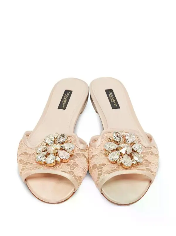Dolce & Gabbana Bianca Crystal-embellished Flat Sandals