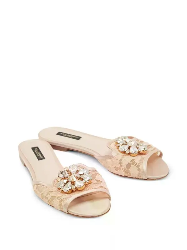 Dolce & Gabbana Bianca Crystal-embellished Flat Sandals
