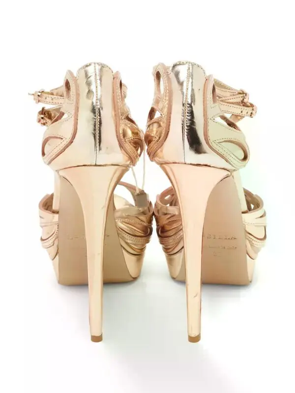 LE SILLA Metallic Leather Cut-out Ankle Strap Sandals