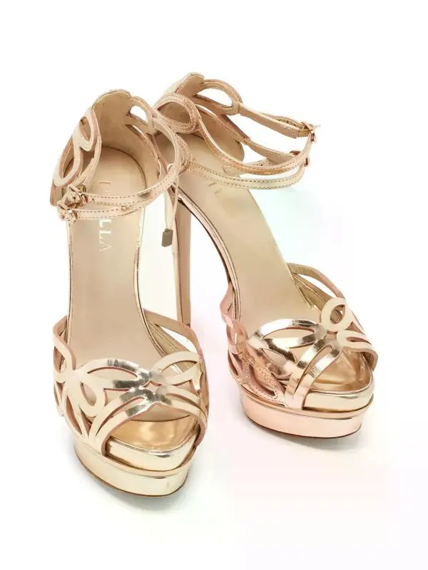 LE SILLA Metallic Leather Cut-out Ankle Strap Sandals