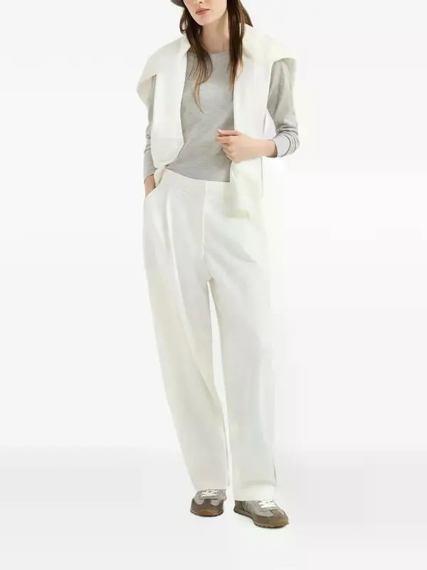 Brunello Cucinelli Cotton Smooth French-terry Pleated Track Trousers
