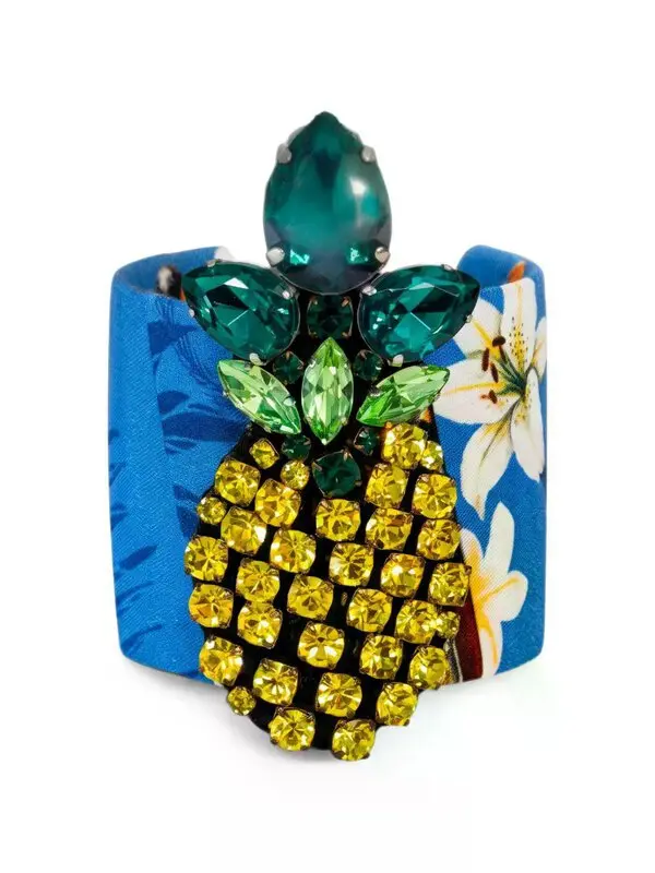 Stella Jean Crystal-embellished Pineapple Cuff Bracelet - Blue
