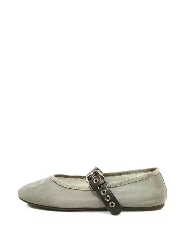 Miu Miu Mary Jane-strap Mesh Ballet Flats - Grey