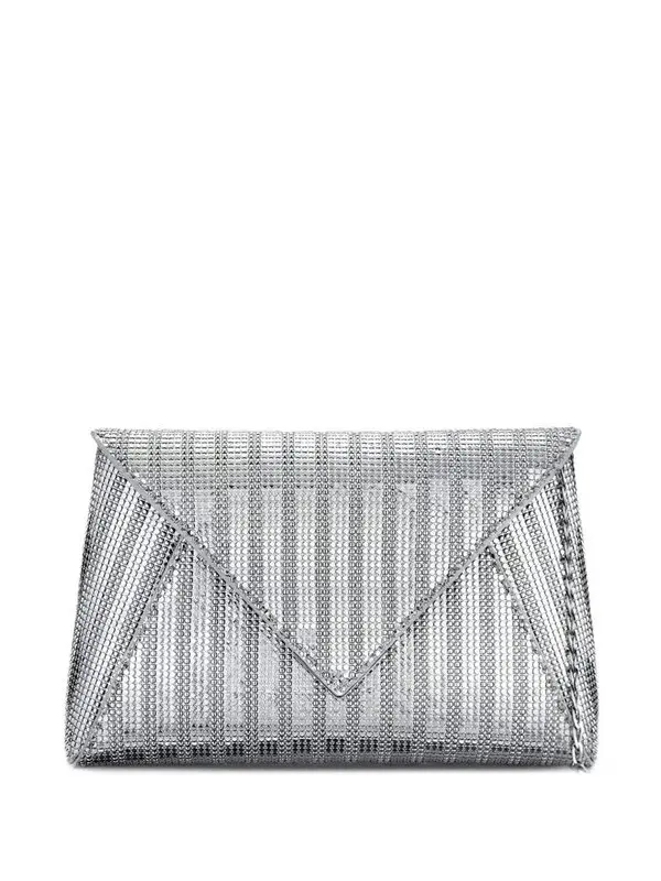 Tyler Ellis Large Lee Pouchet Chainmail Clutch Bag - Silver