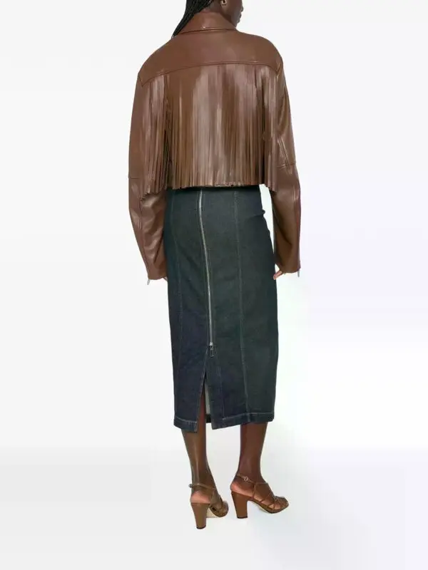 Sportmax Fringed Cropped Leather Jacket