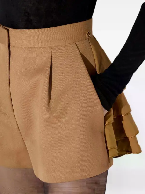 Elisabetta Franchi Gabardine Shorts With Flounces