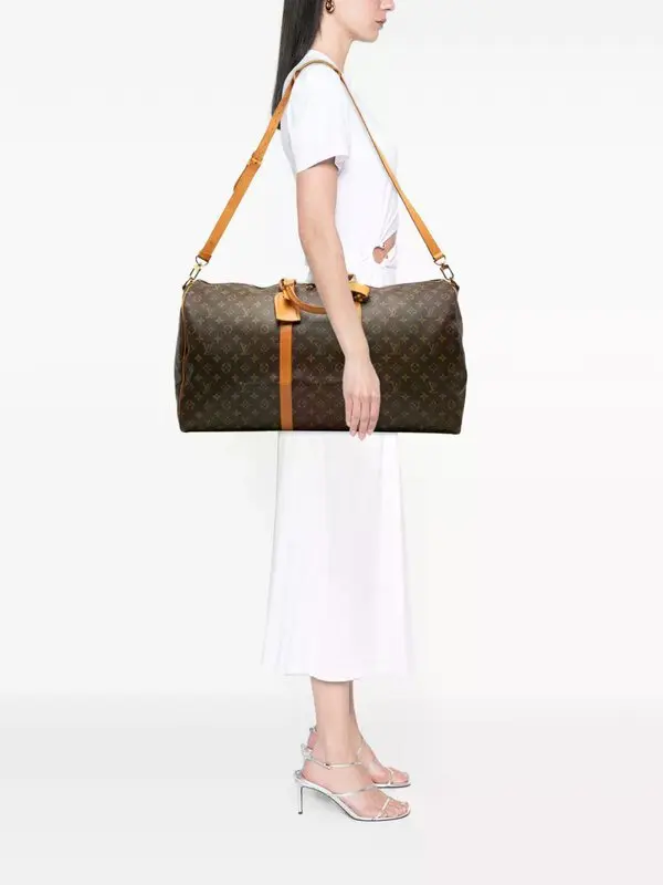 LOUIS VUITTON 1991 Monogram Keepall Bandouliere 60 Travel Bag - Brown