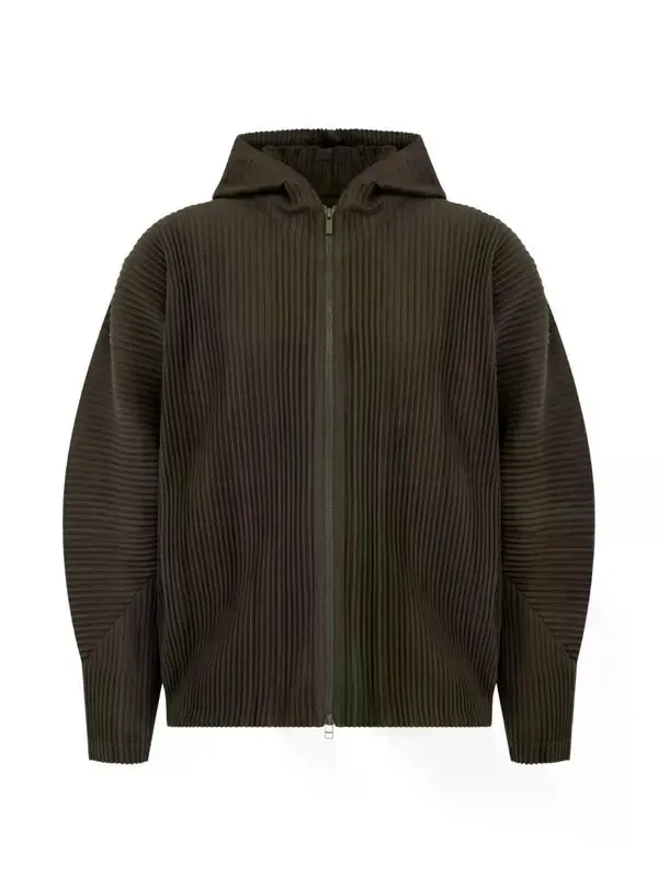 Issey Miyake Pleated Zip-up Hoodie - Green