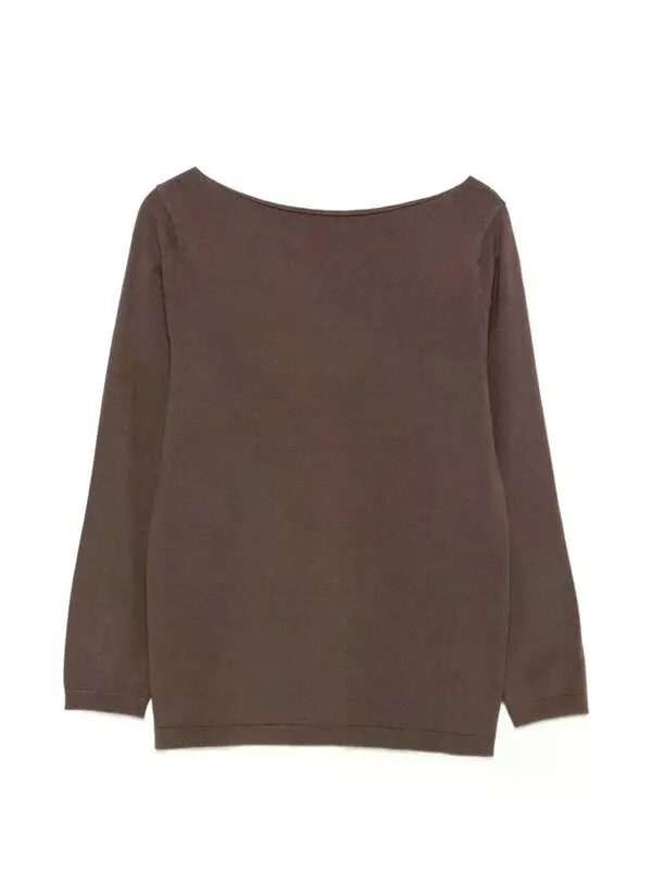 Alpha Studio Boat Neck Long Sleeve Knit - Brown