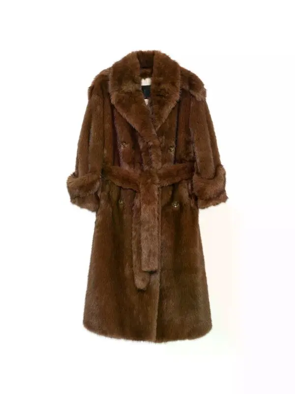 B&B COUTURE Farrah Faux-fur Belted Coat