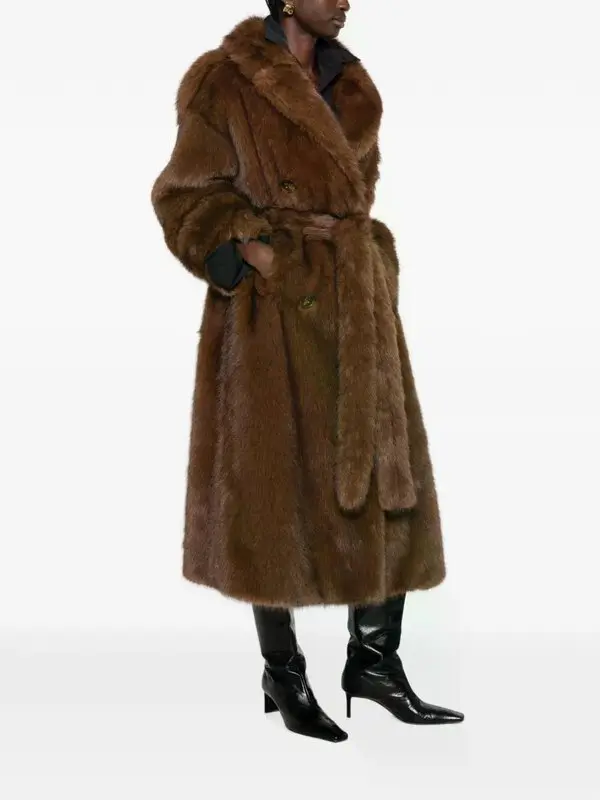 B&B COUTURE Farrah Faux-fur Belted Coat