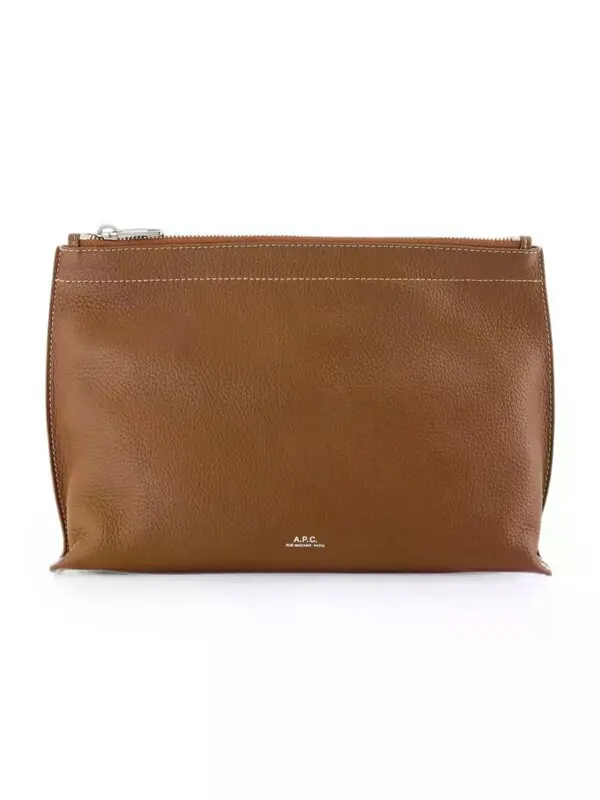A.p.c. Grained Leather Pouch With Studded Sides
