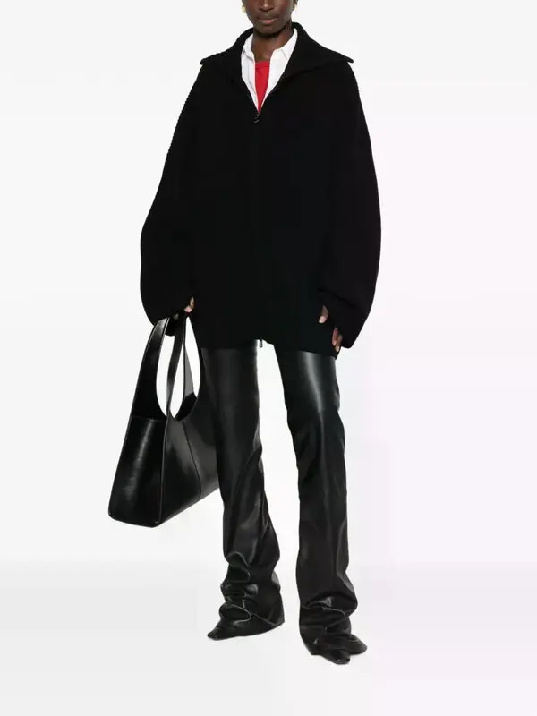 THE FRANKIE SHOP Ribbed-knit Zip-up Cardigan