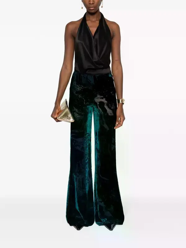 Alberta Ferretti High-waisted Devoré-finish Velvet Trousers