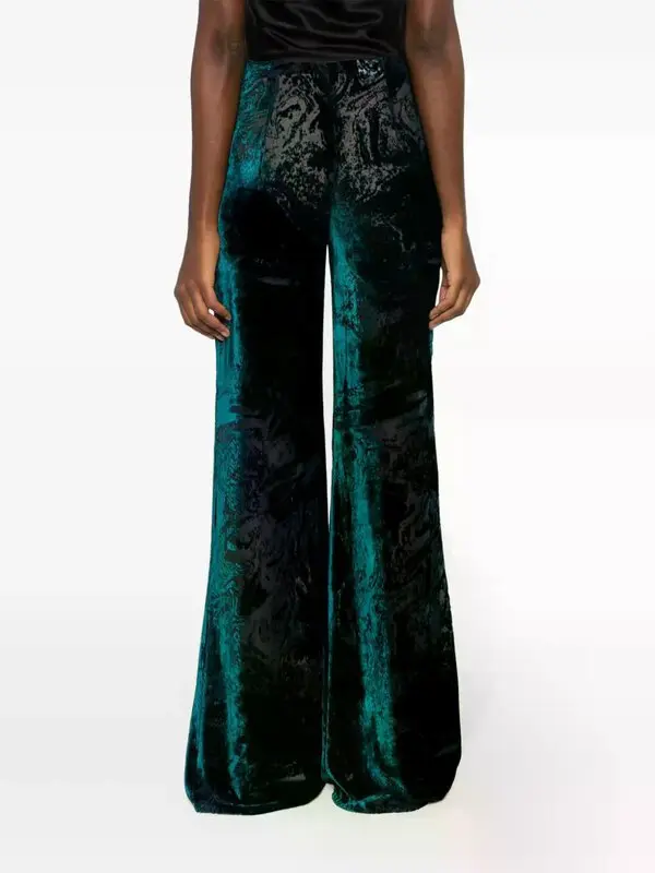 Alberta Ferretti High-waisted Devoré-finish Velvet Trousers