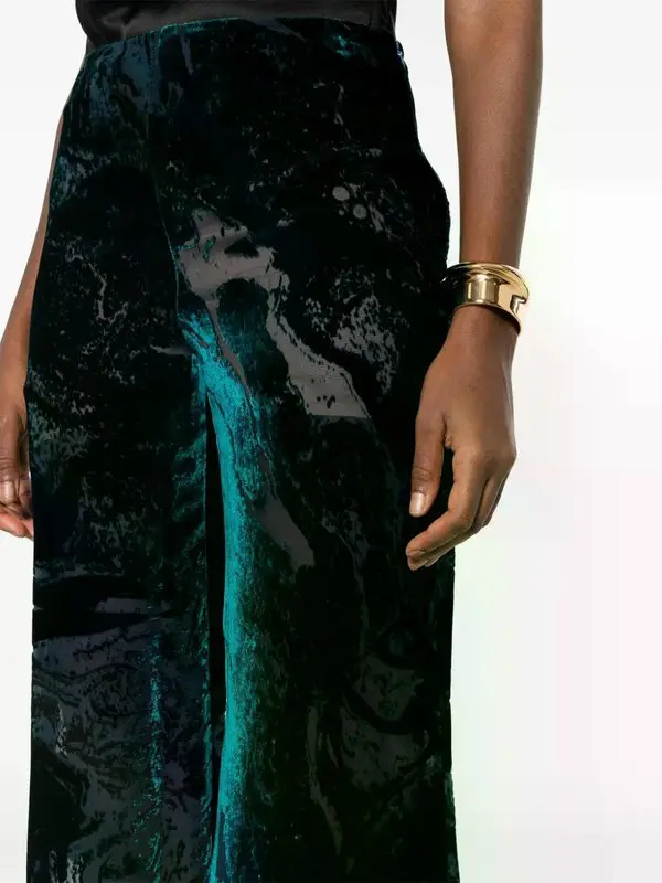 Alberta Ferretti High-waisted Devoré-finish Velvet Trousers