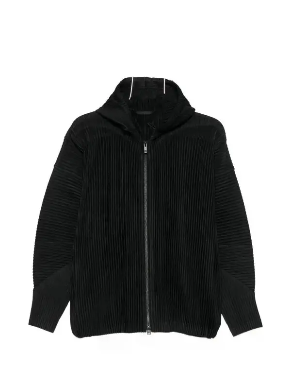 Issey Miyake Plissé Zip-up Hoodie - Black
