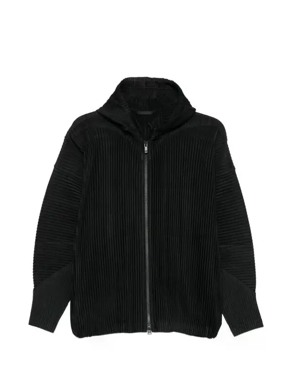 Issey Miyake Plissé Zip-up Hoodie - Black