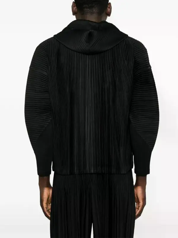 Issey Miyake Plissé Zip-up Hoodie - Black