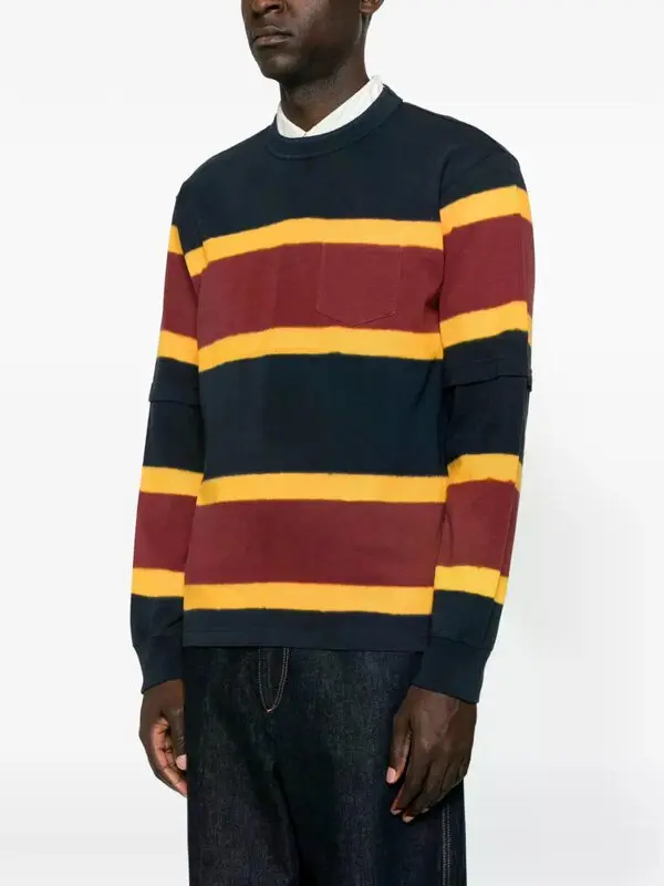 Sacai Striped-knit Layered-sleeve Sweater - Blue