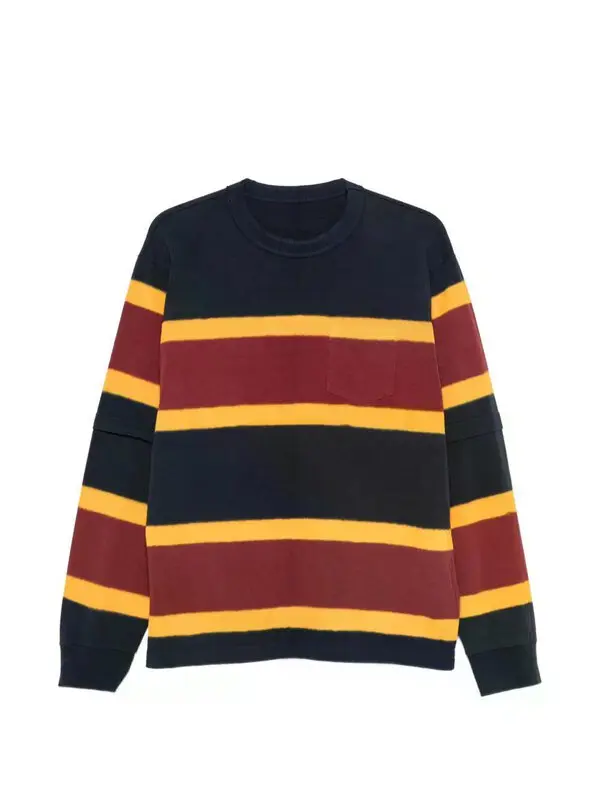 Sacai Striped Knit Layered Sleeve Sweater