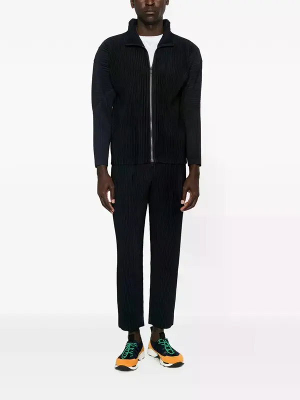 Issey Miyake Pleated Zip-up Cardigan - Blue