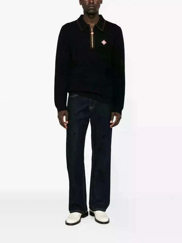 Casablanca Waffle-knit Zip-up Sweater
