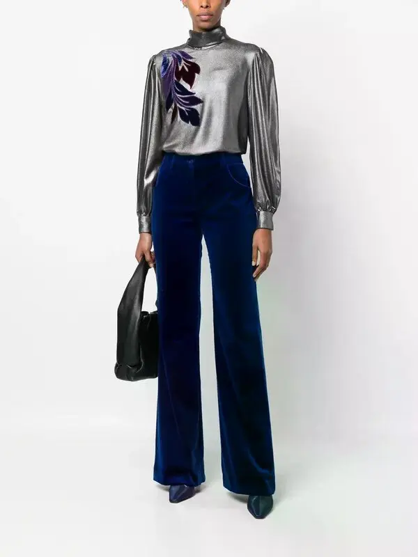 Alberta Ferretti Leaf-pattern Metallic-finish Blouse