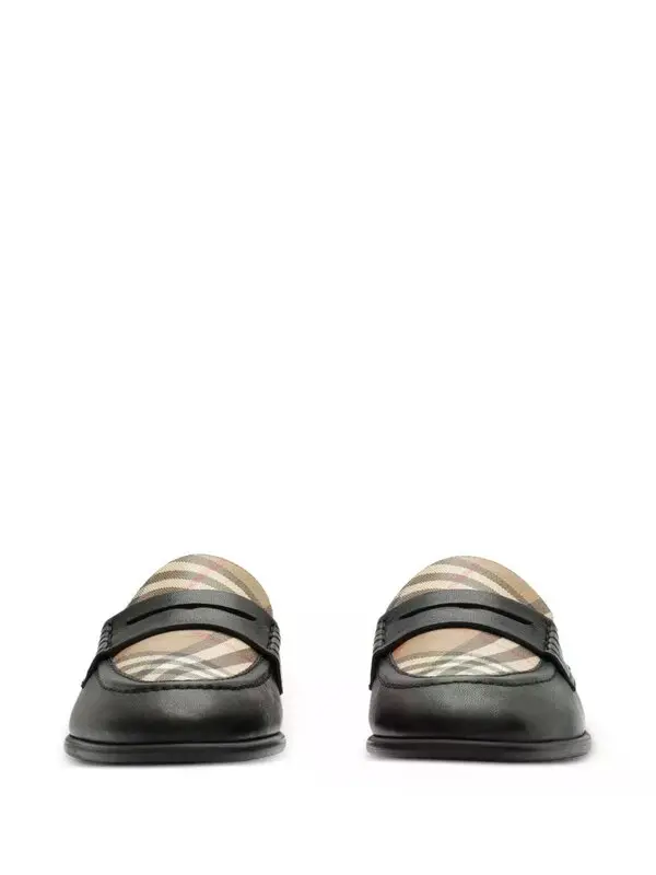 Burberry Check And Leather Opal Loafers - Black
