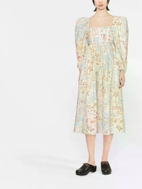 Ulla Johnson Graphic-print Square Neck Midi Dress