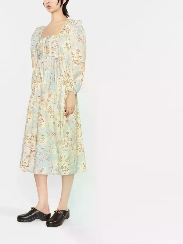 Ulla Johnson Graphic-print Square Neck Midi Dress