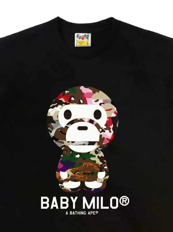 A BATHING APE Baby Milo Camo-print T-shirt - Black