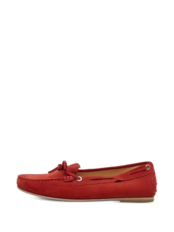 TOD'S Suede Gommino Bow Loafers - Red