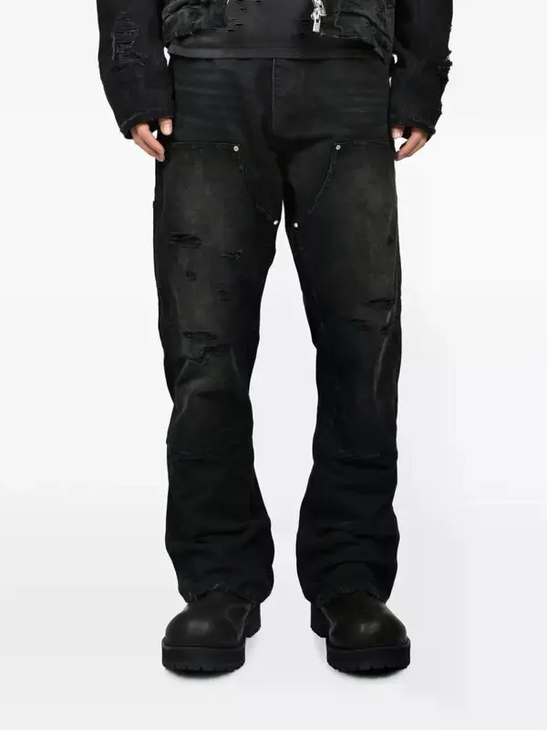 FILTH Distressed Panelled Flared Jeans