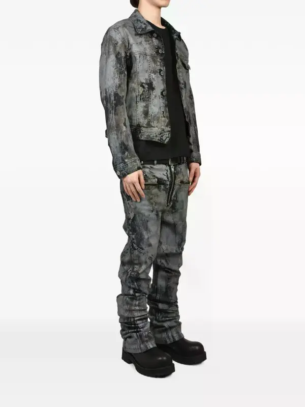 FILTH Bleach Effect Zip Detail Jeans