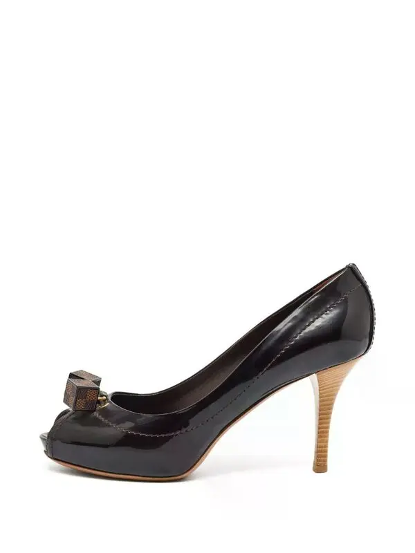 LOUIS VUITTON Damier Cube Peep-toe Pumps