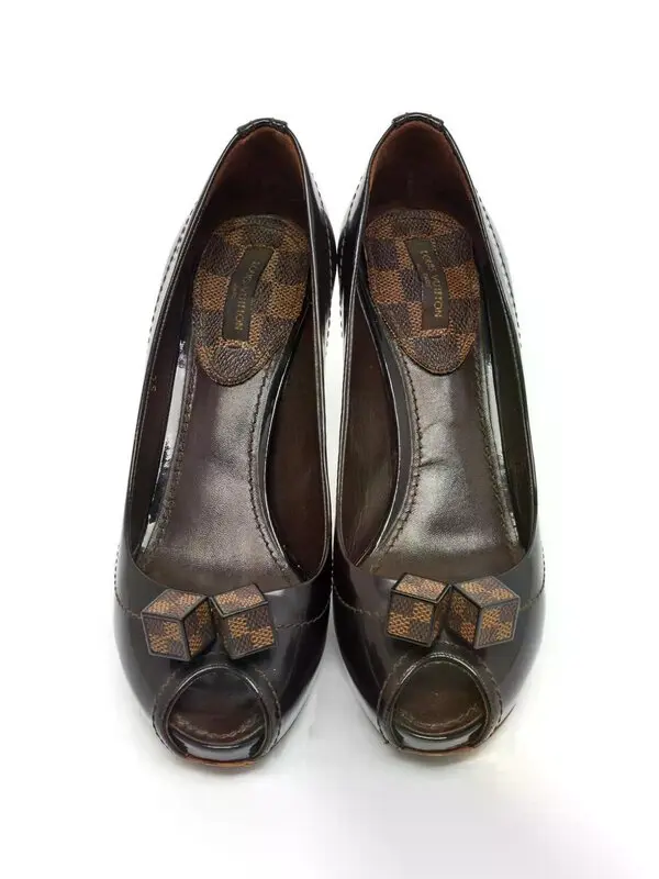 LOUIS VUITTON Damier Cube Peep-toe Pumps