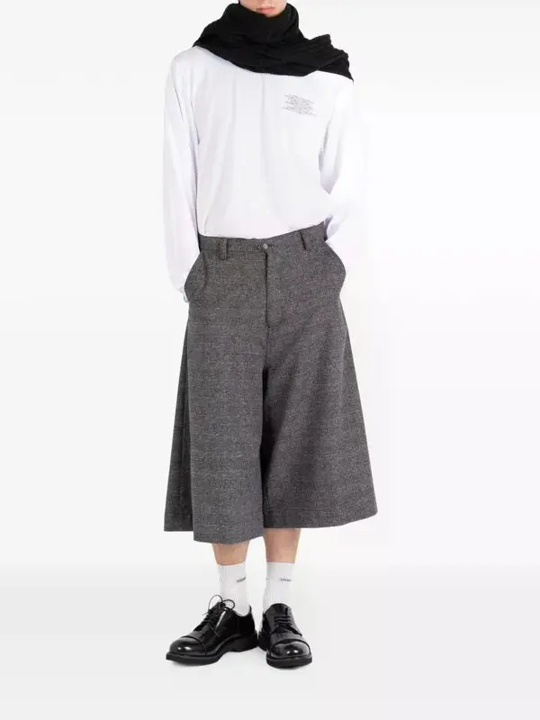 SOCIETE ANONYME Wide Leg Horizontal Stripe Wool Shorts