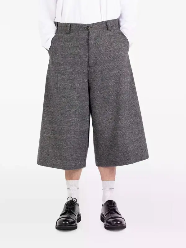 SOCIETE ANONYME Wide Leg Horizontal Stripe Wool Shorts