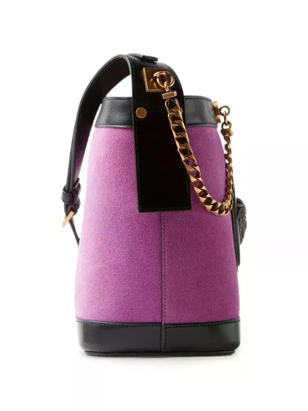 Versace Pivot Mini Suede Bucket Bag - Purple