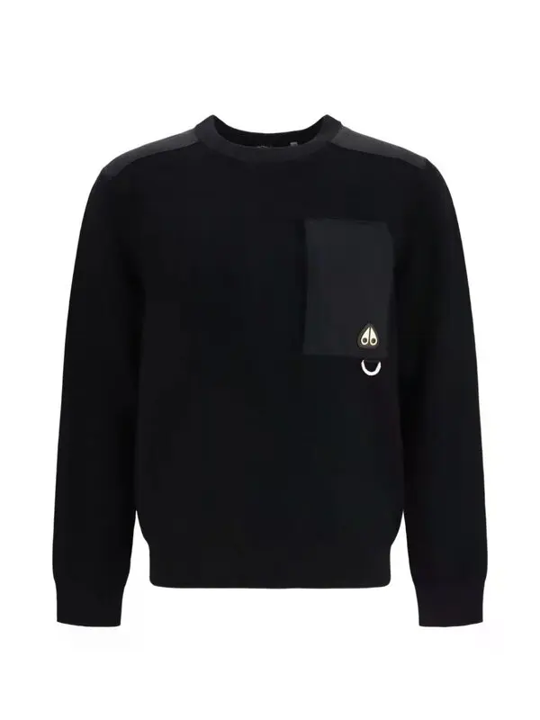 Moose Knuckles Logo-plaque Chest-pocket Sweater - Black