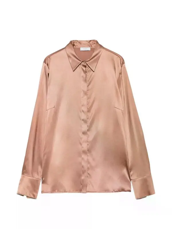 Peserico Satin Finish Long Sleeve Shirt - Brown