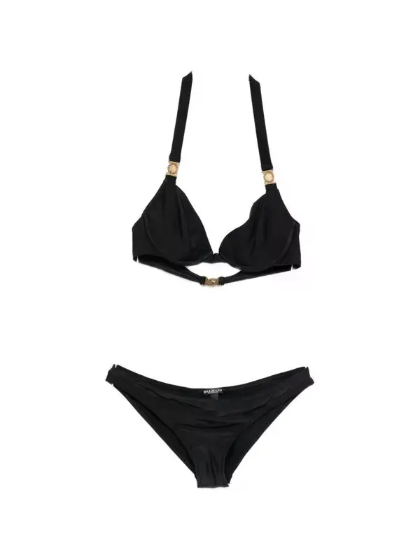 Balmain Logo-plaque Halterneck Bikini Top